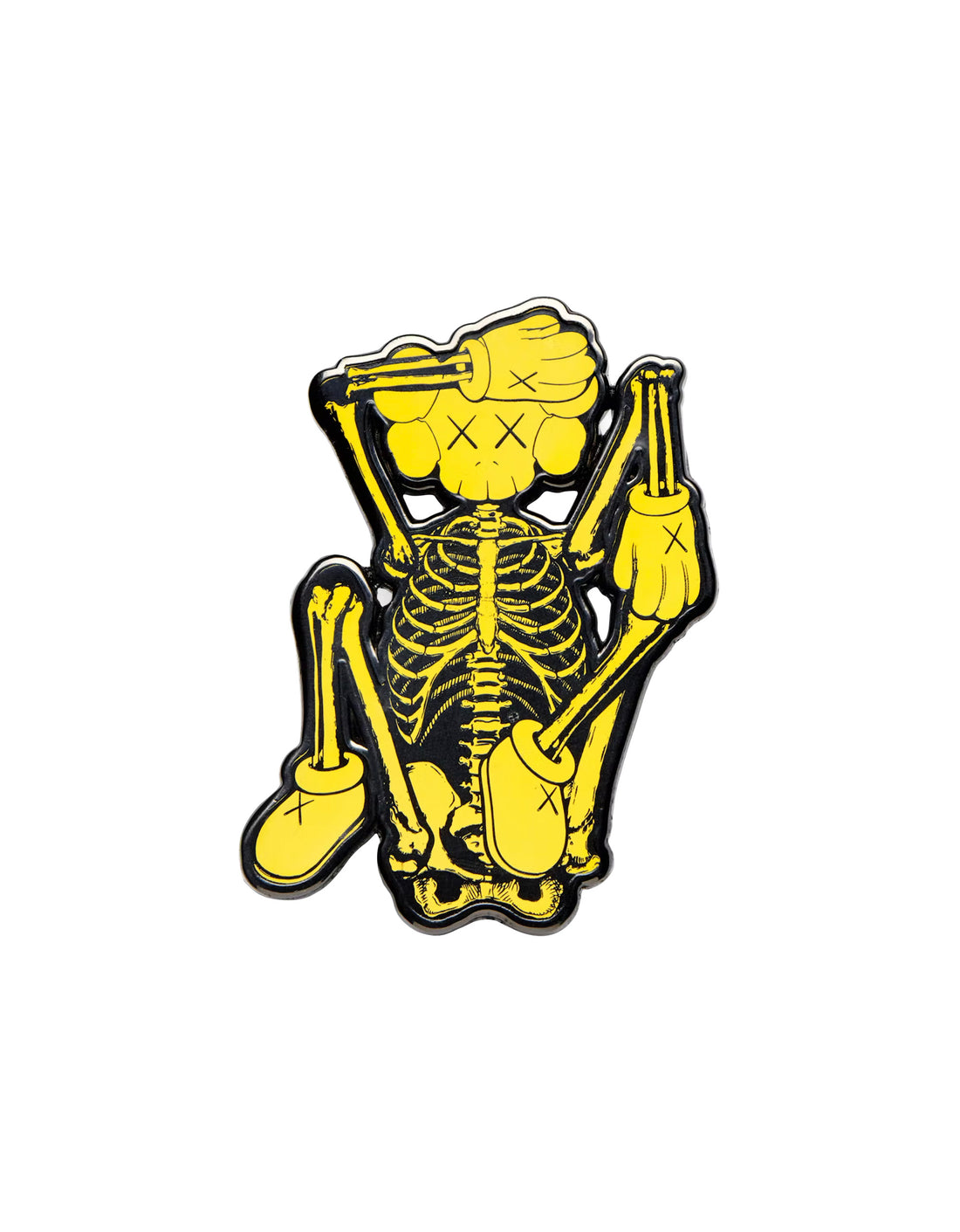 KAWS - Skeleton Yellow Enamel Pin – TOY TOKYO